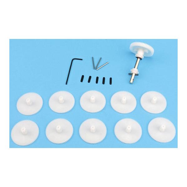 ●<商品詳細参考ページ>外部リンク：https://axel.as-1.co.jp/asone/d/64-9116-81/●事業者向け商品です。●セット内容：ギア大　1個、中間ギア　10個、セットスクリュー　5個、軸　3個、六角...