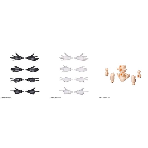 豊富な種類のハンドパーツと、可動の広がりを実現した新規の首パーツで、各キャラクターの仕草を表情豊かに表現！■4種の表情手が白、黒の各色で付属。■「左右の可動」「前後の可動」を実現する可動方向の異なる首パーツが2種付属。■素体の表情パーツを取...