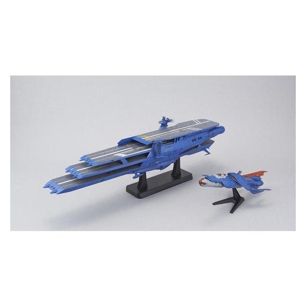 バンダイスピリッツ ■1/1000シリーズに多層式航宙母艦が登場。■ガイペロン級として最初に進宙した艦。航宙母艦を基幹とした機動部隊において最も高い打撃力を有した空間雷撃機ドルシーラを搭載。同スケールのドルシーラ36機が付属。■ボーナスメカ...