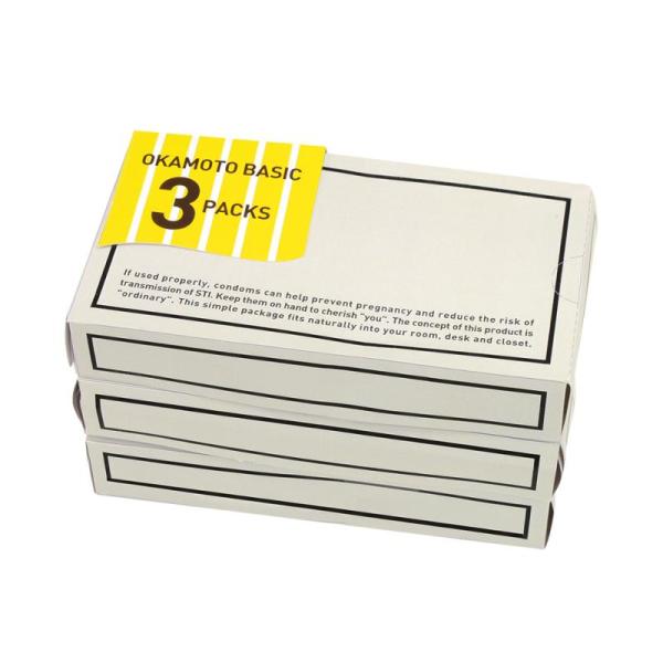 OKAMOTO BASIC 12個入×3セット送料無料！（ゆうパケット）配送方法指定・配送日時指定は承れません。ポスト投函でのお届けとなります。オカモトベーシック コンドーム 避妊具 オカモト スキン ラテックス 天然ゴムラテックス製 おし...