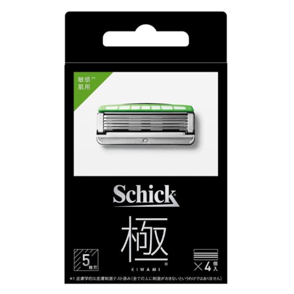シック最上級モデル「極　KIWAMI」商品説明【シック 極 KIWAMI 敏感肌用 替刃の商品詳細】■敏感肌用*1■肌を保護し、快適な剃り心地へ。ハーブエキス*2配合ジェルプール■モミアゲや鼻の下のキワまで簡単に整えられるフリップ式トリマー...