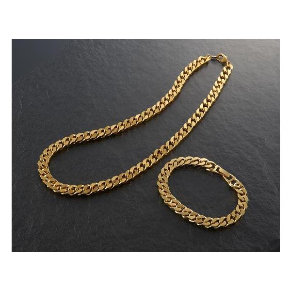 甦れ　男の自信、遊び心満載、極太嘉平チエーンのネックレスとブレスレットのセットですカラーは2色。ゴールドもしくはシルバーからお選び下さい。【サイズ】ネックレス　（留め金具：カニカン式）全長約50cm　、重さ約59gブレスレット（留め金具：中...