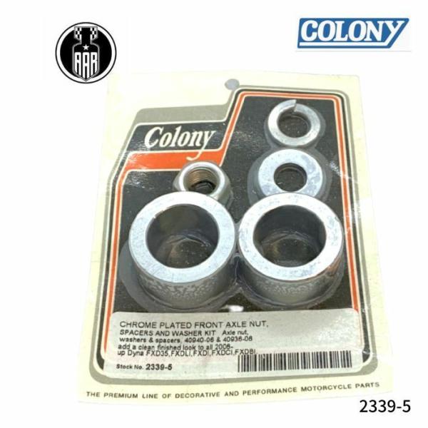 オーダー ナンバー：2339-5OEM HD Number：NEW HD Number：2339-5 Colony コロニー クロームメッキ フロント アクスル ナット スペース ワッシャー キット ハーレーダビッドソン 2006年以降 ダ...