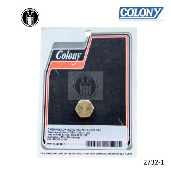 オーダー ナンバー： 2732-1OEM HD Number：  27390-33NEW HD Number：2732-1 Colony コロニー キャブレーター ボウル バルブ カバー キャップ 亜鉛 ハーレーダビッドソン 1933-52...