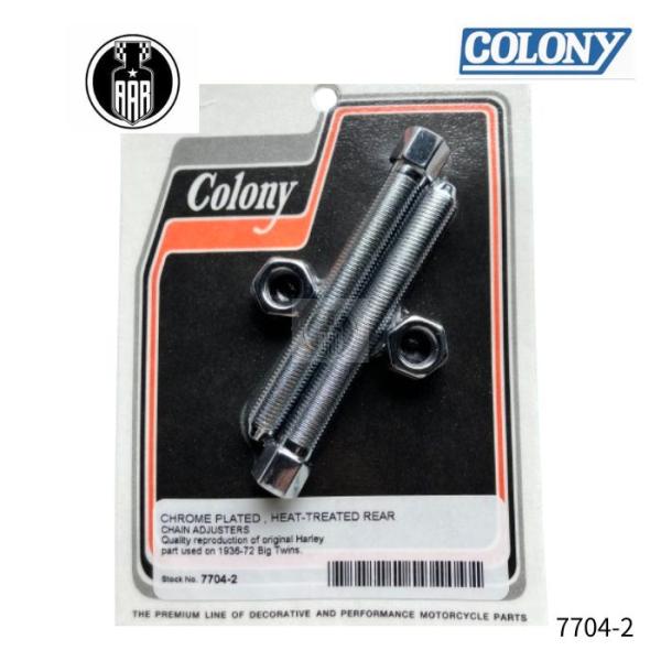 オーダー ナンバー： 7704-2 OEM HD Number： NEW HD Number：7704-2  Colony コロニー クロームメッキ 熱処理 リアチェーン アジャスター ハーレーダビッドソン 1936-72年 ビッグツインC...