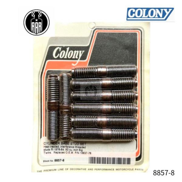 オーダー ナンバー： 8857-8OEM HD Number： 16837-78NEW HD Number：8857-8 Colony コロニー シリンダー ベース スタッド セット ハーレーダビッドソン 1978-84年 80 モデル ビ...