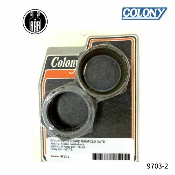 オーダー ナンバー：9703-2OEM HD Number：NEW HD Number：9703-2  Colony コロニー  インテーク マニホールド ナット パーカーライズド リンカート ハーレー 45 モデル 1937-73年 RL...