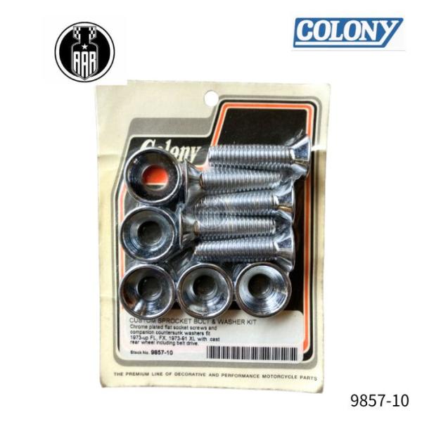 オーダー ナンバー：9857-10OEM HD Number： NEW HD Number：9857-10 Colony コロニー クロームメッキ カスタム スプロケット ボルト ワッシャー キット ハーレーダビッドソン 1973年以降 F...