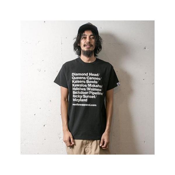 トータルデザインはサーファーでグラフィックアーティストのASPEが務める「EVENFLOW」。 そのEVENFLOWからSO CAL MAP Tシャツです。 ハワイのコーストライン（サーフポイント）を文字グラフィックにしたデザイン。 シルエ...