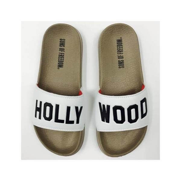 evenflowの兄弟ブランド SONS OF FREEDOM（サンズ オブ フリーダム）より、ラグジュアリーなデザインのスライドサンダルが登場。ハリウッドサインを大胆にストラップに型押し加工し、ストラップ裏地はラグジュアリーピンクに。ソー...