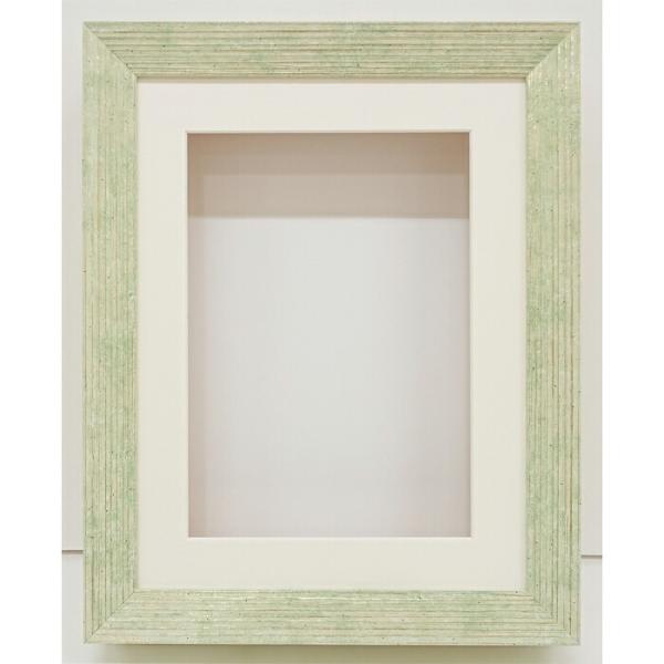 商品名： シャドーボックス用額 5×7インチ グリーン品　番： c-365-grサイズ： 外寸:約247×197mm裏板:約221×171mm窓抜き:約165×115mm深さ:約32mm