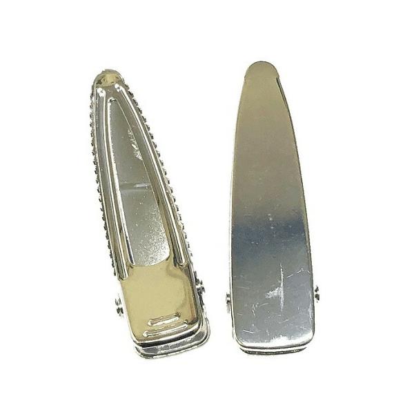商品名：  つまみ細工用 ヘアークリップ シルバー メール便/宅配便可品　番： tp-12サイズ： 約H15×W55mm素　材： 鉄合金容量： 2個