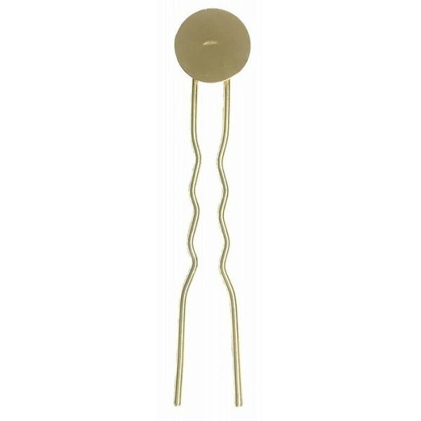商品名： つまみ細工用 円盤付きかんざし ゴールド メール便/宅配便可品　番： tp-50サイズ： 円盤直径約3cm、長さ約10.7cm素　材： 鉄合金容量： 1個