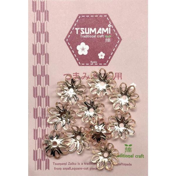 商品名： つまみ細工用 座金B ピンクゴールド メール便/宅配便可品　番： tp-58サイズ： 直径約13mm平らに開いた場合：約19mm素　材： 鉄合金容量： 10個