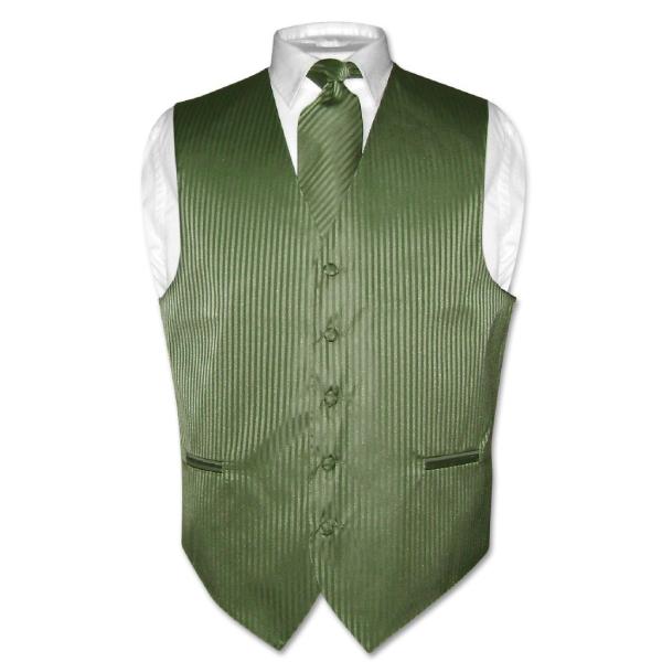 商品名:  Vesuvio Napoli Men's Dress Vest &amp; NeckTie OLIVE GREEN Color Vertical Striped Design Set sz Lブランド: Vesuvio Napo...