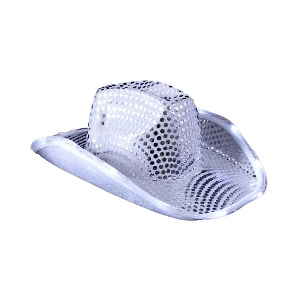 商品名: Fun Central O745 シルバーLEDスパンコールカウボーイハット カウボーイハット メンズ&amp;レディース カウボーイハット Fun Central O745, 1 Pc Silver LED Sequin Cow...
