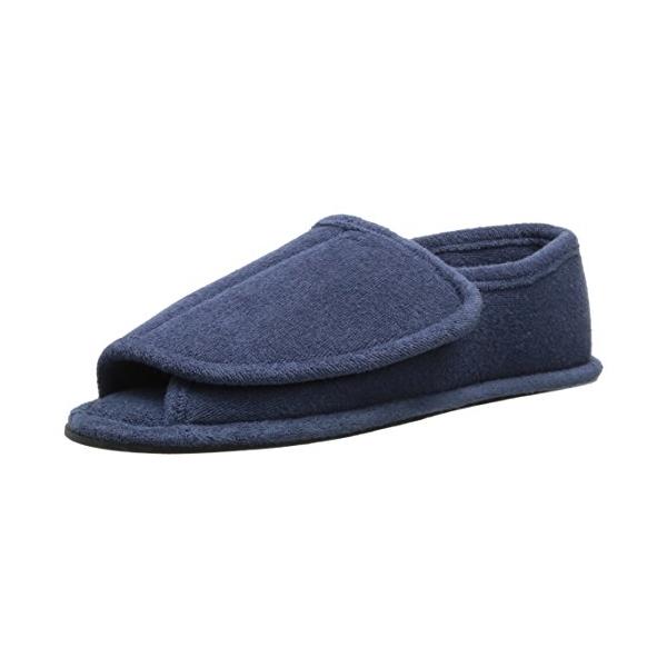商品名: MUK LUKS ユニ 大人用 メンズ テリー 調節可能 オープントゥ フルフットグレー スリッパ, ネイビー, M MUK LUKS〓 Men's Velcro Open Toe Slippersブランド: MUK LUKS商品...