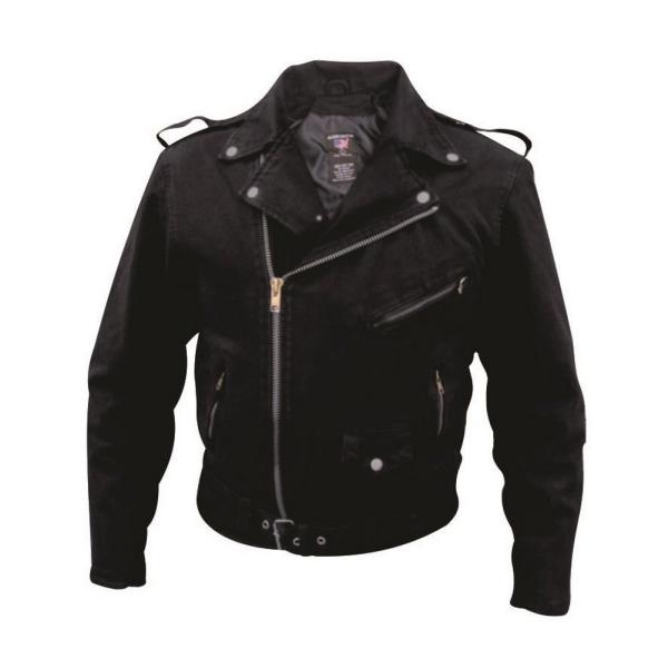 商品名: メンズ AL2954 ベーシック モーターサイクルジャケット 14オンス ミディアム ブラックデニム Allstate Leather Men's AL2954 Basic Motorcycle Jackets 14 oz. Me...