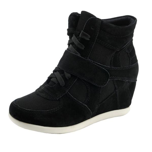 商品名: [Generic] レディース US サイズ: 8.5 B(M) US カラー: ブラック Women's Formal Wedge Hidden Heel Suede Leather Fashion Sneaker (Black...