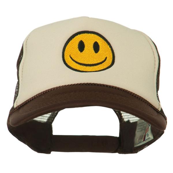 商品名: Smiley Face刺繍Foamメッシュバックキャップ ? ブラウンTan カラー: ブラウン e4Hats.com Smile Face Embroidered Foam Mesh Back Cap - Brown Tan O...
