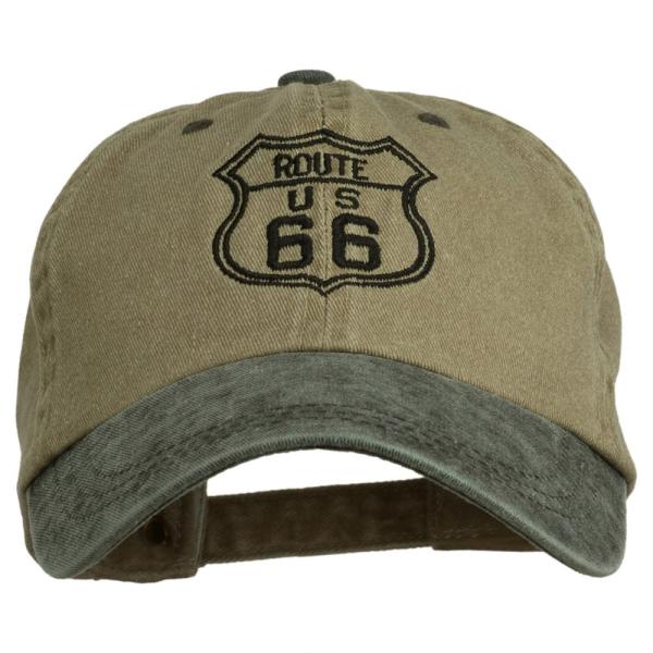 商品名: e4Hats.com US Route 66 刺繍 顔料染め ウォッシュドキャップ, カーキ ブラック, One Size e4Hats.com US Route 66 Embroidered Pigment Dyed Washe...