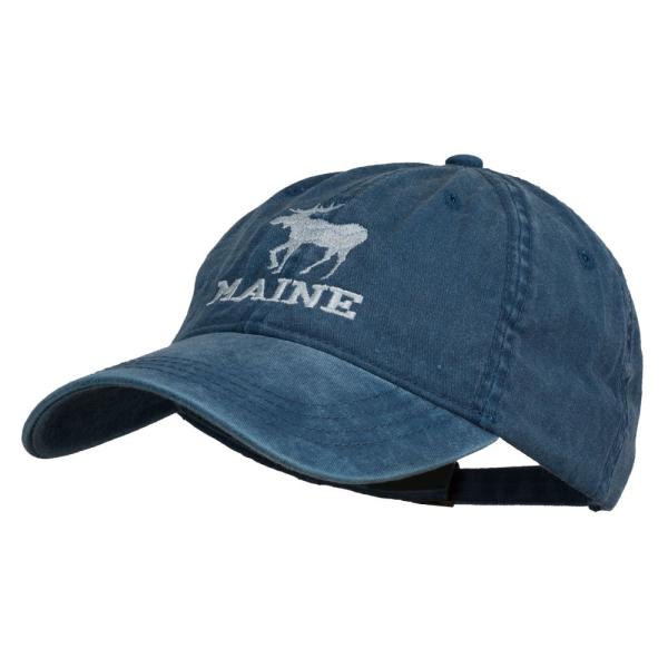 商品名: メイン州状態Moose刺繍Washed染めキャップ ? ネイビー カラー: ブルー e4Hats.com Maine State Moose Embroidered Washed Dyed Cap - Navy OSFMブランド:...