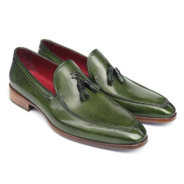 商品名: Paul Parkman メンズ タッセル ローファー グリーン ハンドペイント レザー US サイズ: 8-8.5 カラー: グリーン Paul Parkman Men's Tassel Loafer Green Hand Pa...