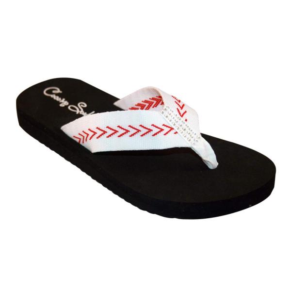 商品名: Cocomo Soul レディース US サイズ: 9 B(M) US カラー: ホワイト Cocomo Soul Baseball Flip Flops | Rhinestone Baseball Flip Flops | Ba...