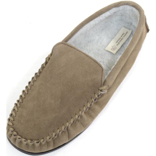 商品名: SNUGRUGS メンズ US サイズ: 11 D(M) US カラー: ブラウン Mens Berber Fleece Lined Moccasin Slipper with Non-Slip Rubber Sole - Tau...