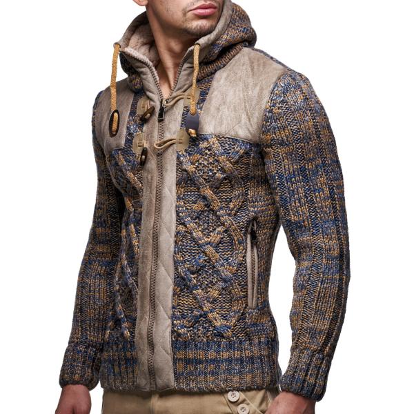 商品名: LEIF NELSON OUTERWEAR メンズ US サイズ: X-Large カラー: ブラウン LEIF NELSON LN20525 Men's Knit Zip-up Jacket With Geometric Pat...