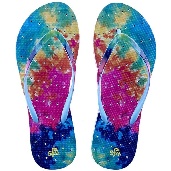 商品名: Showaflopsレディース抗菌シャワー&amp;水サンダル ? Bright Tie Dye Womens 7/8 マルチカラー Showaflops Womens Tie Dye, Printed Strap, Color:...