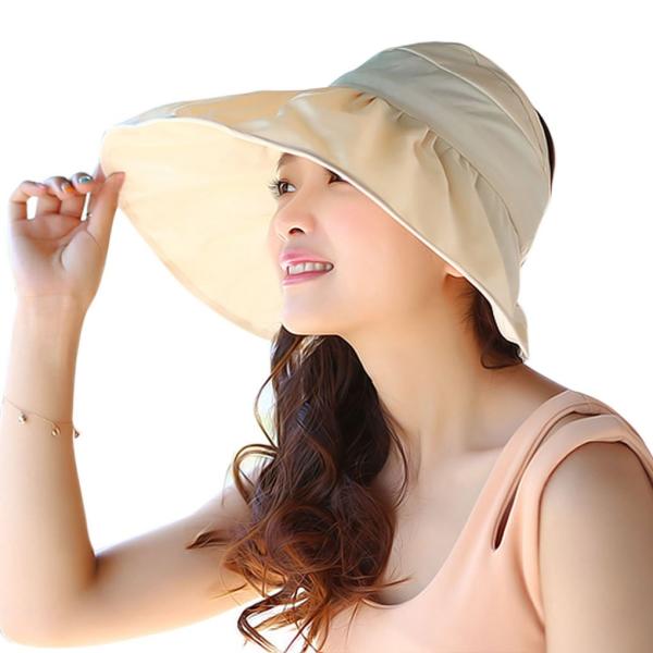 商品名: レディースUV保護バイザー夏ワイドBrimサン帽子フロッピーFoldビーチ帽子 カラー: ベージュ FakeFace Women's UV Sun Protective Visor Summer Beach Wide Brim S...
