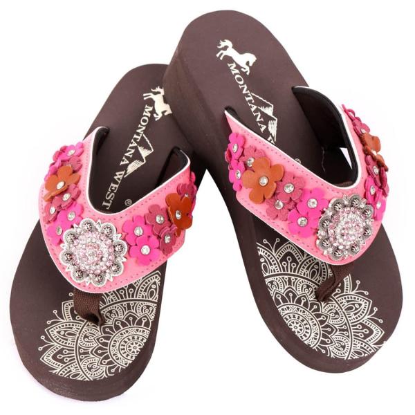 商品名: Montana West レディース ハンドビーズ ビーチサンダル, ピンクカモフラブリング, 11 Montana West Women's Hand Beaded Flip Flop Sandals (11B(M), Pink...