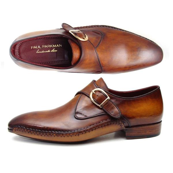 商品名: [Paul Parkman] メンズ カラー: ブラウン Paul Parkman Men's Single Monkstraps Brown Leather (ID#69V5E) Size 6 D(M) USブランド: Paul...