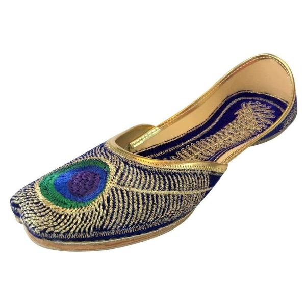 商品名: [Step n Style] レディース カラー: ブルー Step n Style Womens Khussa Shoes Punjabi Peacock Jutti Flat Ballet Jaipuri Sandal Blu...