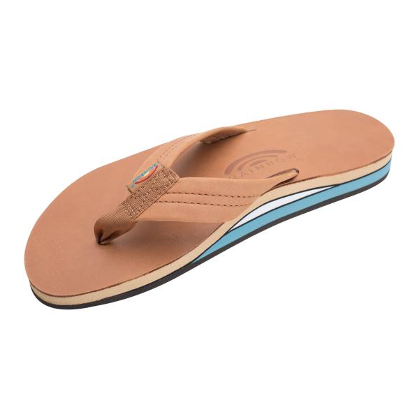 商品名: Rainbow メンズ カラー: ブラウン Rainbow Sandals Men's Premier Leather Double Layer with Arch Wide Strap, Classic Tan/Blue, Sm...