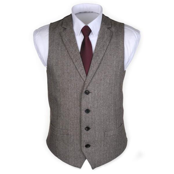 商品名: Ruth&amp;Boaz SUIT メンズ カラー: ブラウン Ruth&amp;Boaz 2Pockets 4Buttons Wool Herringbone Tweed Tailored Collar Suit Vest (...