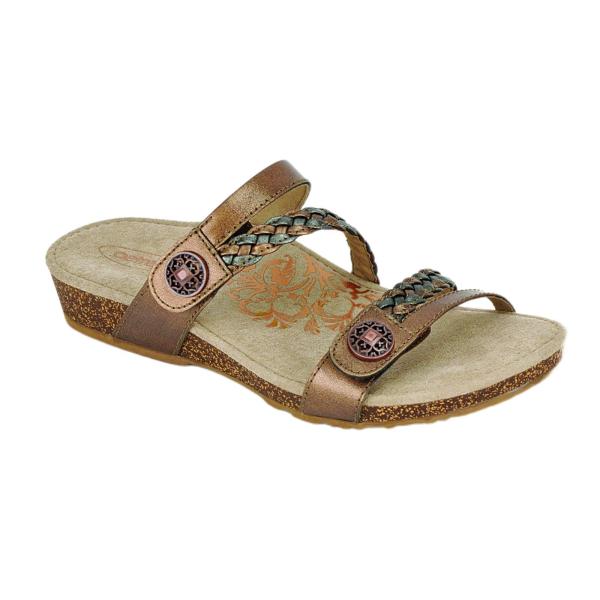 商品名: Aetrex レディース カラー: ゴールド Aetrex Women's Janey Braided Orthopedic Slides for Women - Adjustable Leather Memory Foam Co...