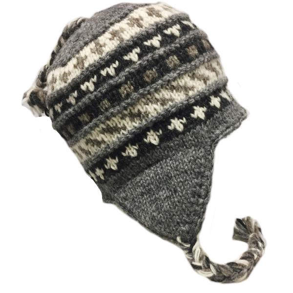 商品名: ネパール ハンドニット シェルパハット 耳フラップ付き トラッパースキー ヘビーウール フリース裏地キャップ (タングレー 特大ヘッド) Nepal Hand Knit Sherpa Hat with Ear Flaps, Tra...