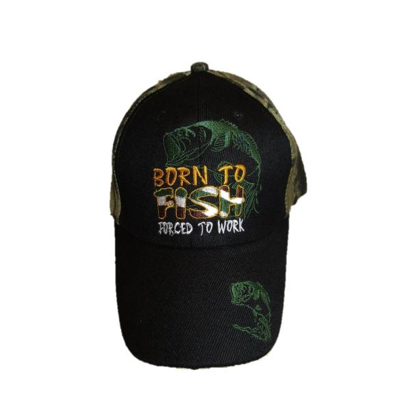 商品名: Born to Fish Forced to Work Fishing ブラックフェイス カモフラージュ刺繍キャップ AES Born to Fish Forced to Work Fishing Black Face Camou...
