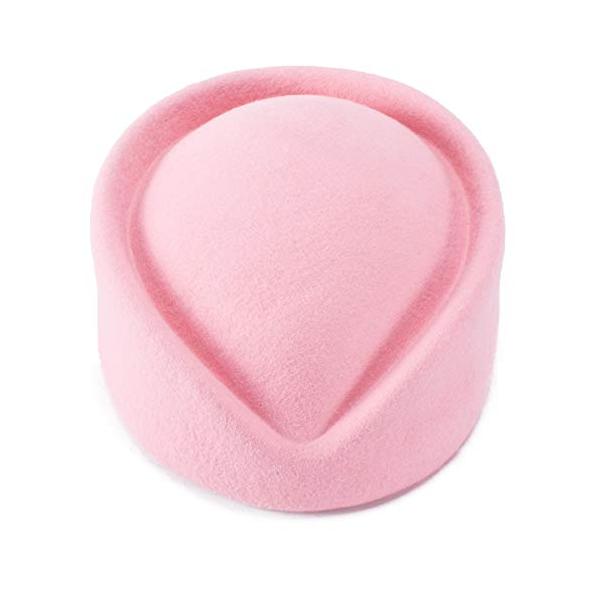 商品名: ウールStewardessスチュワーデスPillbox Hat Millinery Teardrop Fascinatorベースa040 カラー: ピンク Lawliet Wool Stewardess Air Hostesses...