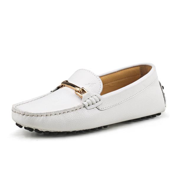 商品名: [オスランド] レディース モカシン レディースパンプス ドライビングシューズ バックル ホワイト 25CM AUSLAND Leather Loafers for Women Driving Moccasin Shoes Rub...