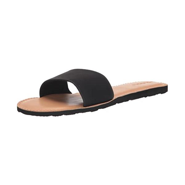 商品名: Volcom レディース SIMPLE SLIDE SYNTHETIC LEATHER STRAP SLIDE SANDAL カラー: ブラック Volcom Women's Simple Synthetic Leather St...