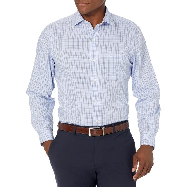 商品名:  Buttoned Down Men's Classic Fit Spread Collar Pattern Dress Shirt, Mini Blue Glen Plaid, 14.5" Neck 32" Sleeveブランド...