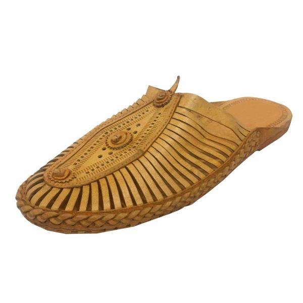 商品名: [Step n Style] メンズ カラー: ベージュ Step n Style Men's Sandal Buffalo Leather Shoes Mojari Kolhapuri Chappal Flat Jutti SS...