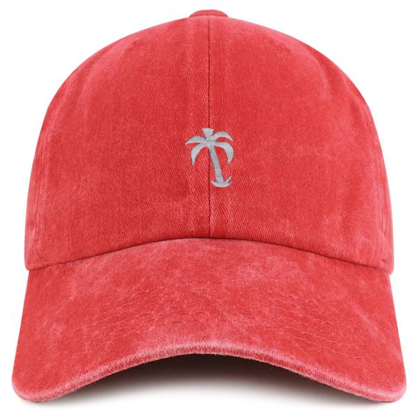 商品名: Trendy Apparel Shop HAT メンズ カラー: レッド Trendy Apparel Shop Palm Tree Solid White Embroidered Washed Cotton Adjustable...