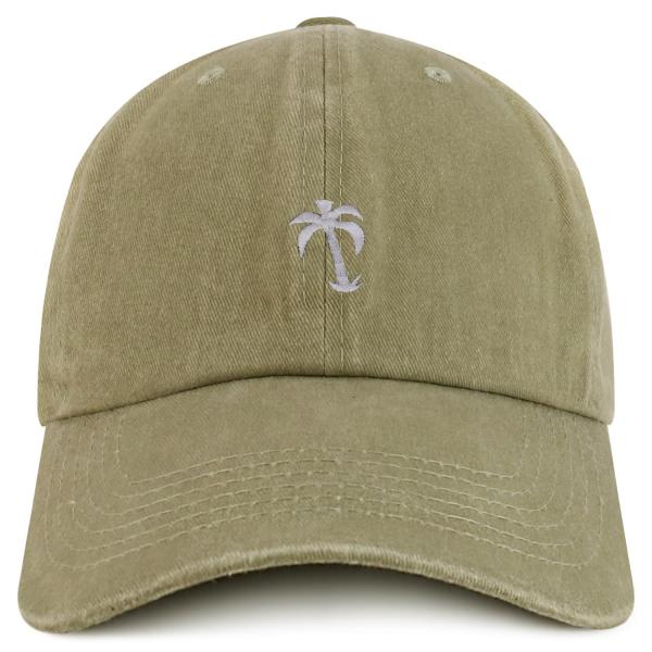 商品名: Trendy Apparel Shop HAT メンズ カラー: ベージュ Trendy Apparel Shop Palm Tree Solid White Embroidered Washed Cotton Adjustabl...