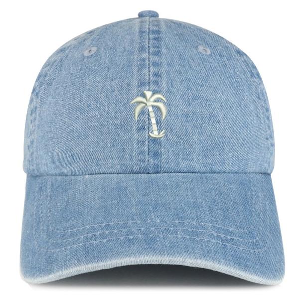 商品名: Trendy Apparel Shop HAT メンズ カラー: ブルー Trendy Apparel Shop Palm Tree Solid White Embroidered 100% Cotton Denim Cap Da...