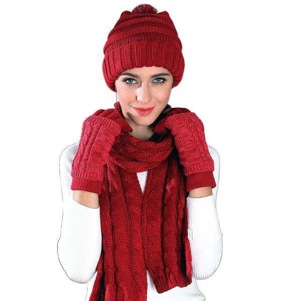 商品名: Chloria ACCESSORY ユニセックス・アダルト カラー: レッド Hat Gloves Scarf Set Women, Beanie Hat Scarf Set for Women with Touch Screen...