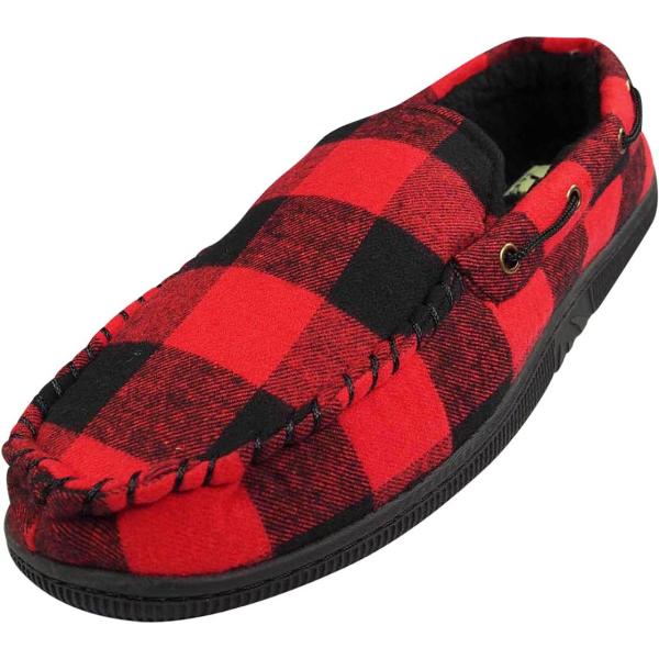 商品名: NORTY メンズ US サイズ: L カラー: レッド NORTY Large Moccasin Slippers for Men - Indoor and Outdoor Slip-On Shoes - Perfect for...